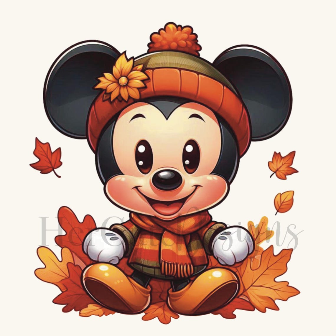 Cute Autumn Mickey PNG | Fall Vibes | Mouse | Autumn Leaves | Scarf ...