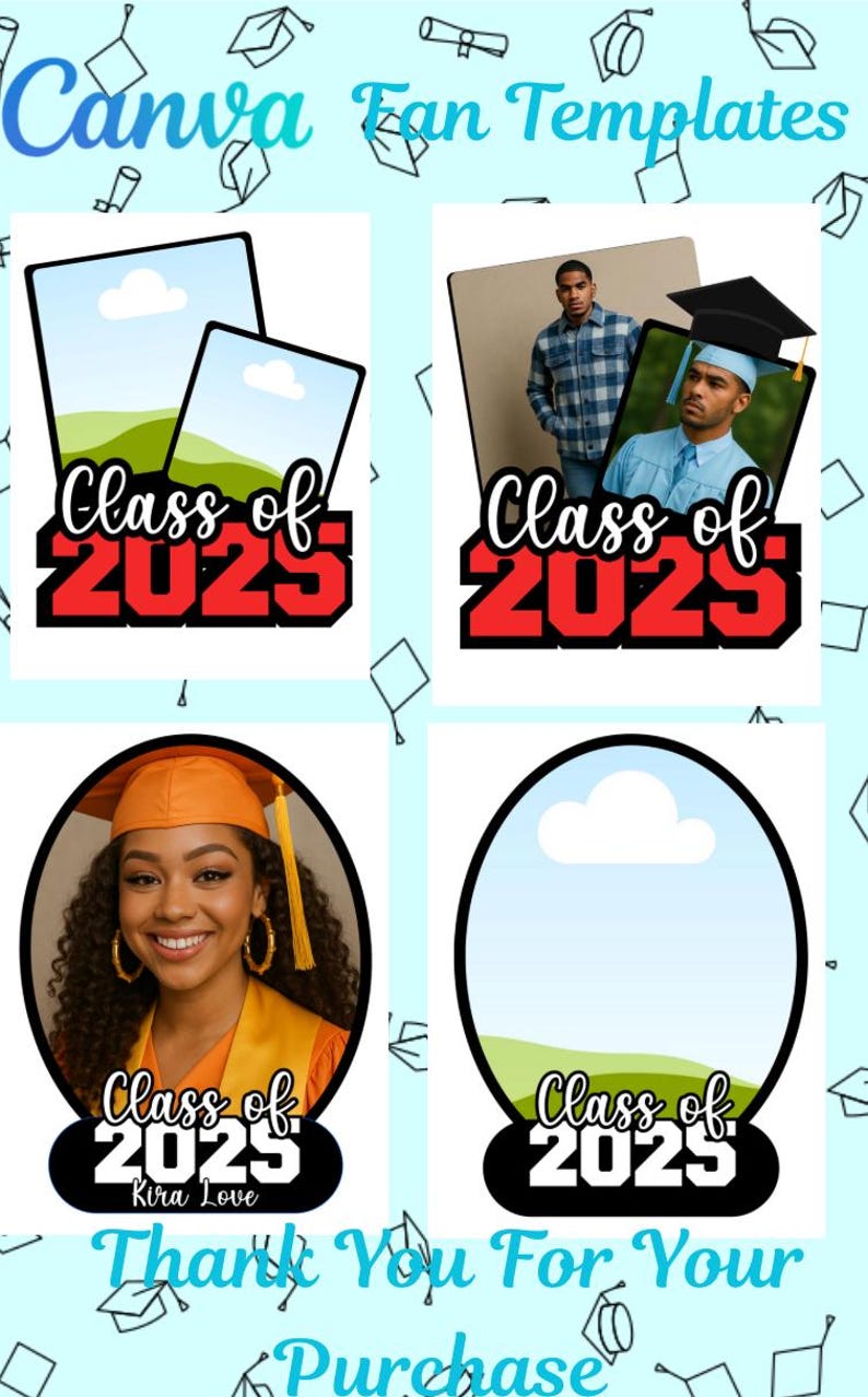 2025 Grad Fan Template Canva - Etsy