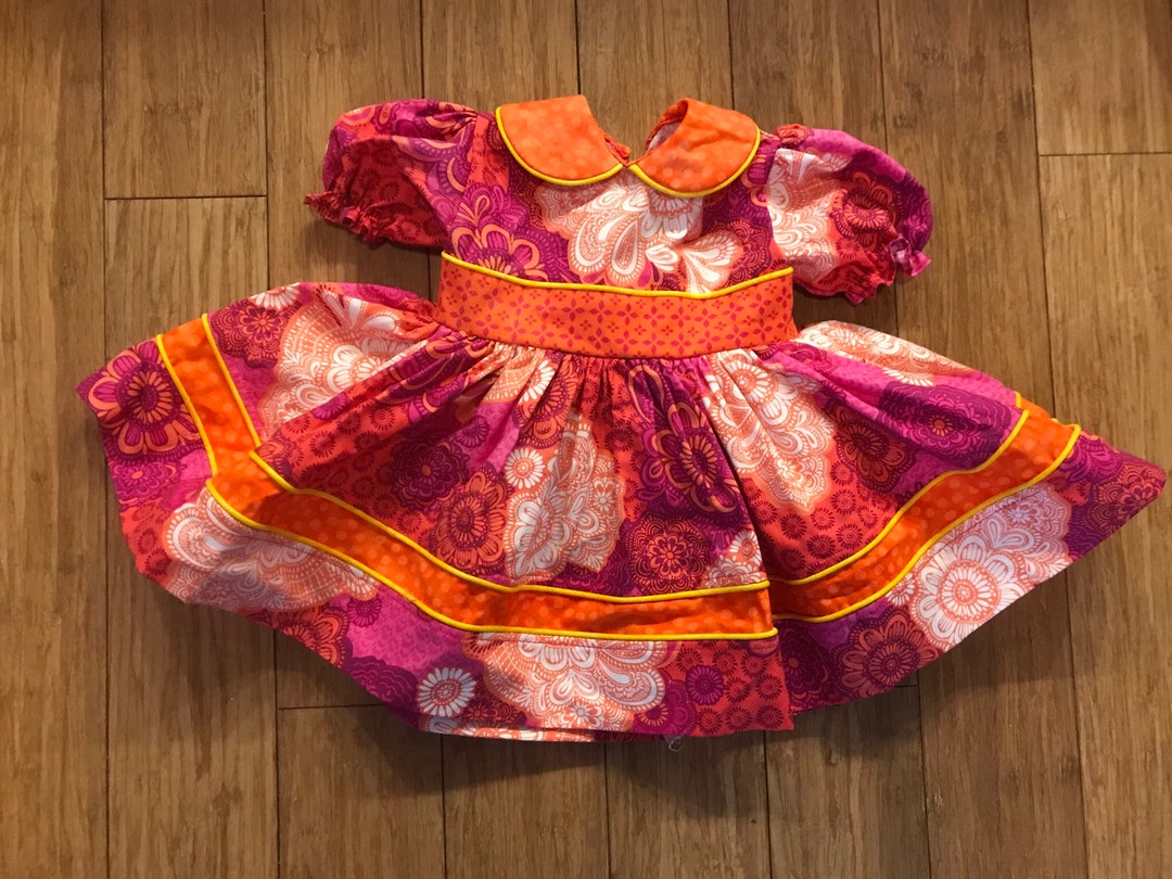 Handmade Dress With Slip, 12 Month Floral Dress With Slip, Colorful ...