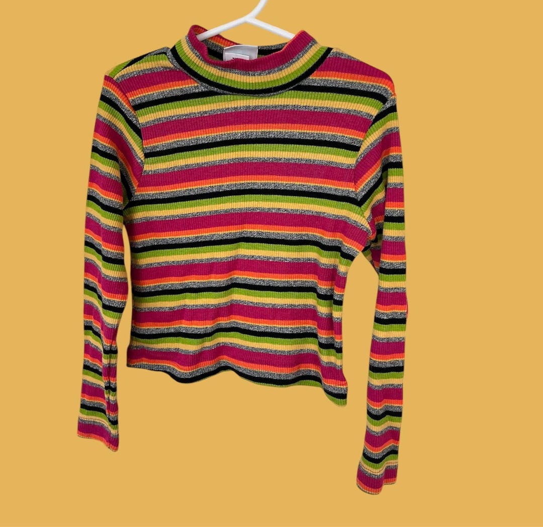 Vintage Girls 90s Striped Long Sleeve Tagged 7/8 - Etsy