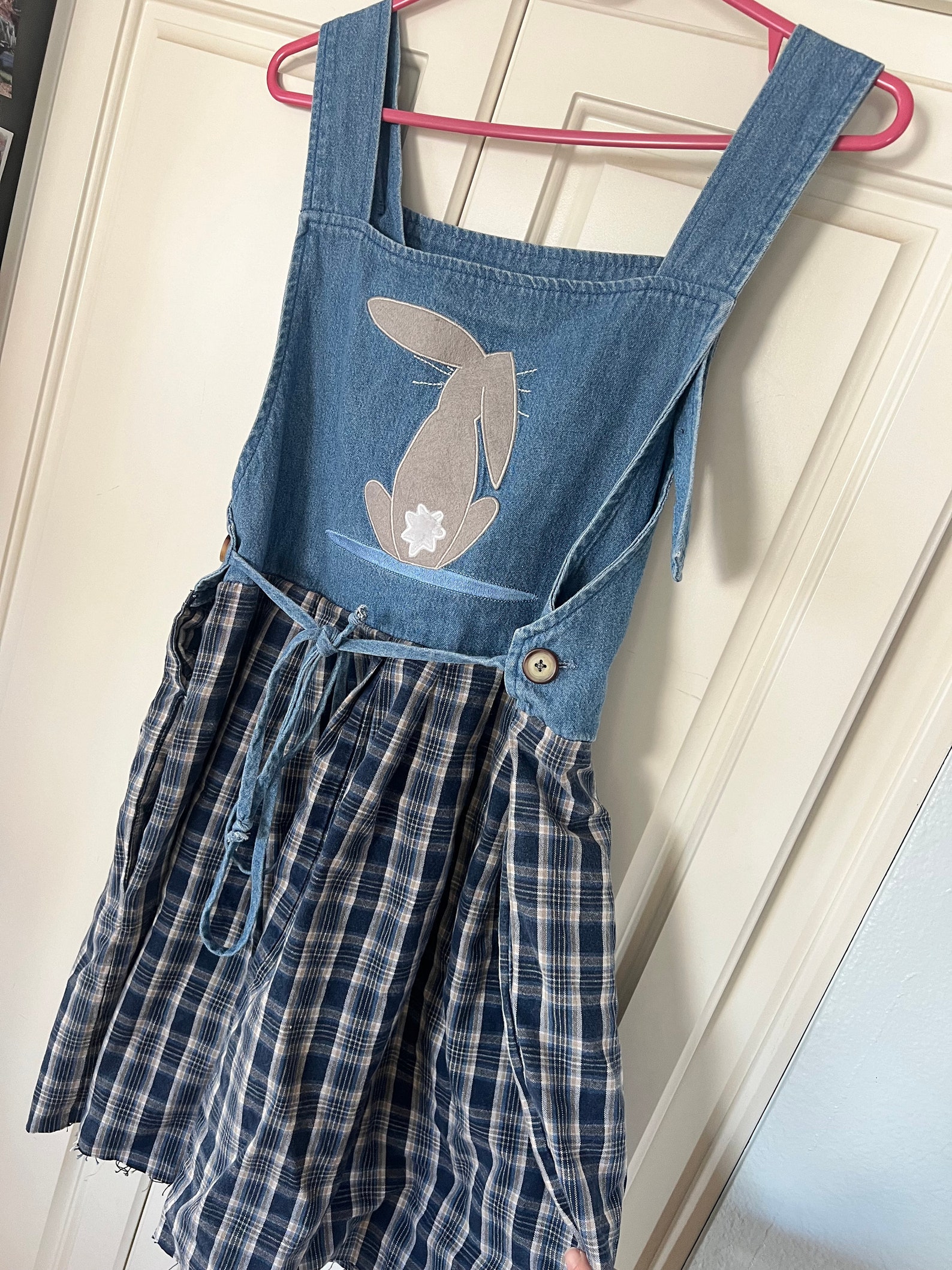 Vintage 90s Rabbit Dress Tagged Adult Medium Plaid Denim Rabbit Dress ...