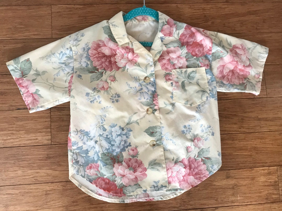 Vintage Handmade Floral Button up Too Big Kids - Etsy