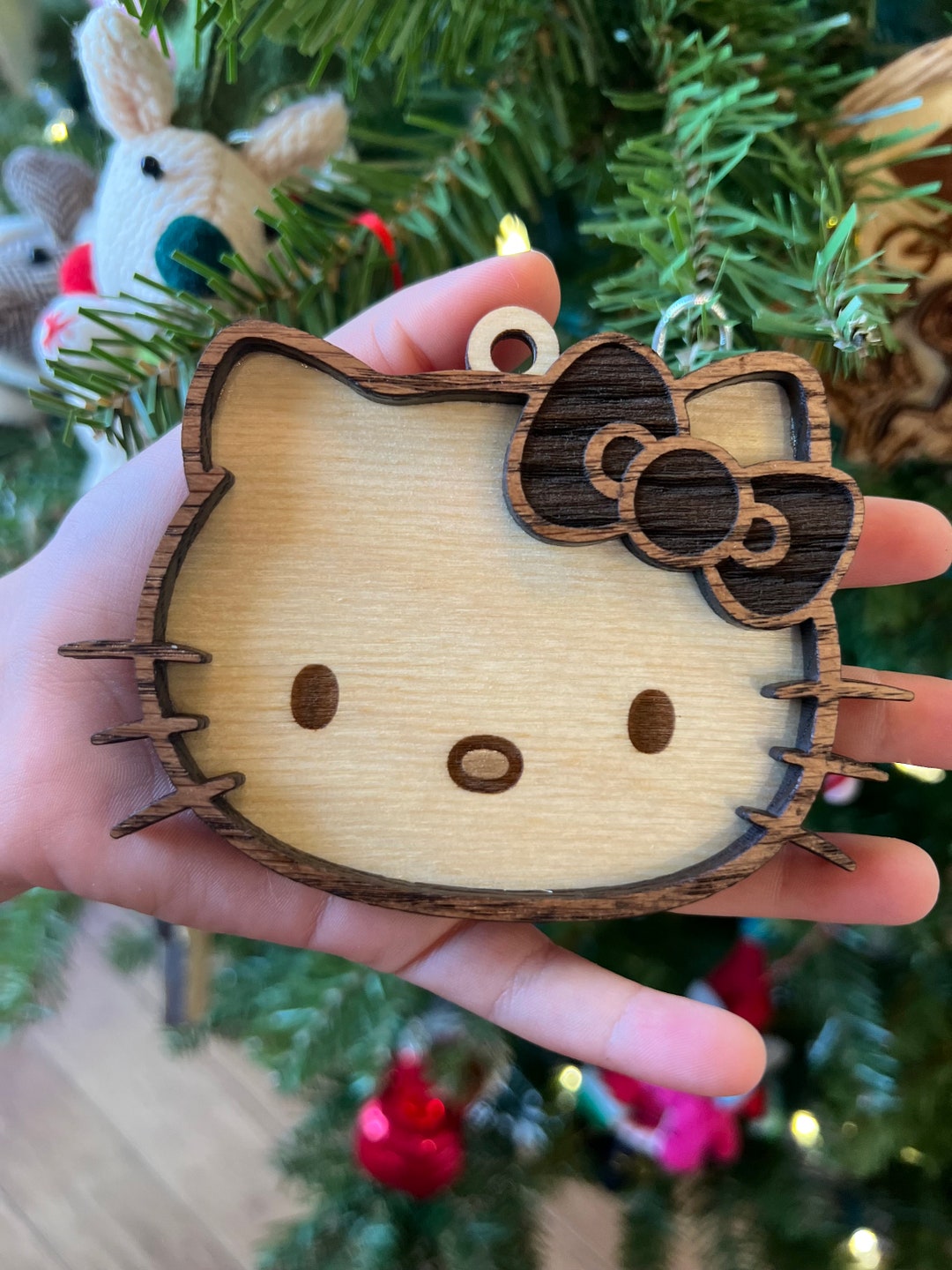 Handmade Hello Kitty Wood Ornament - Etsy