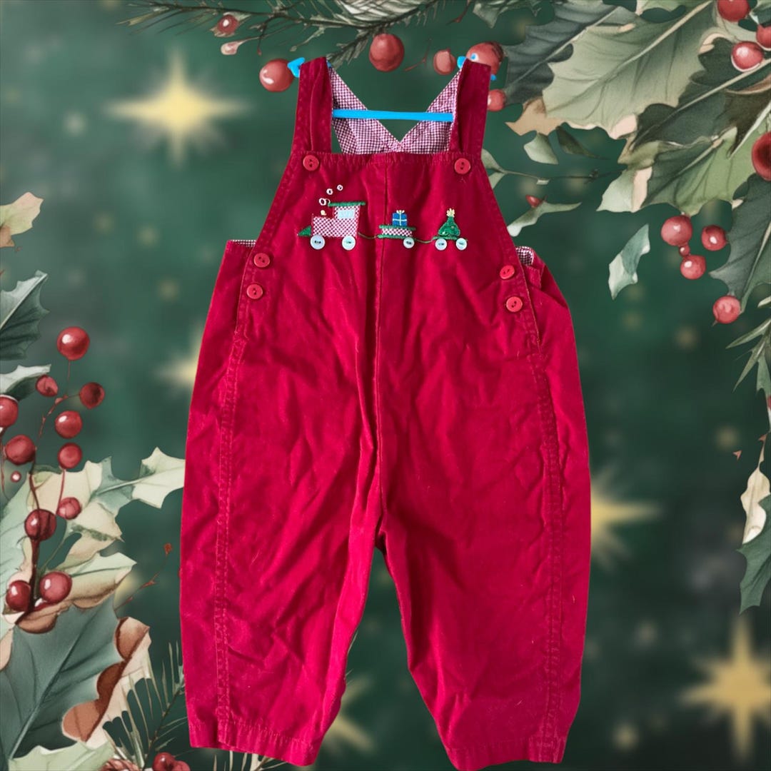 Kids Christmas Holiday Overalls Romper Tagged 12 Months - Etsy