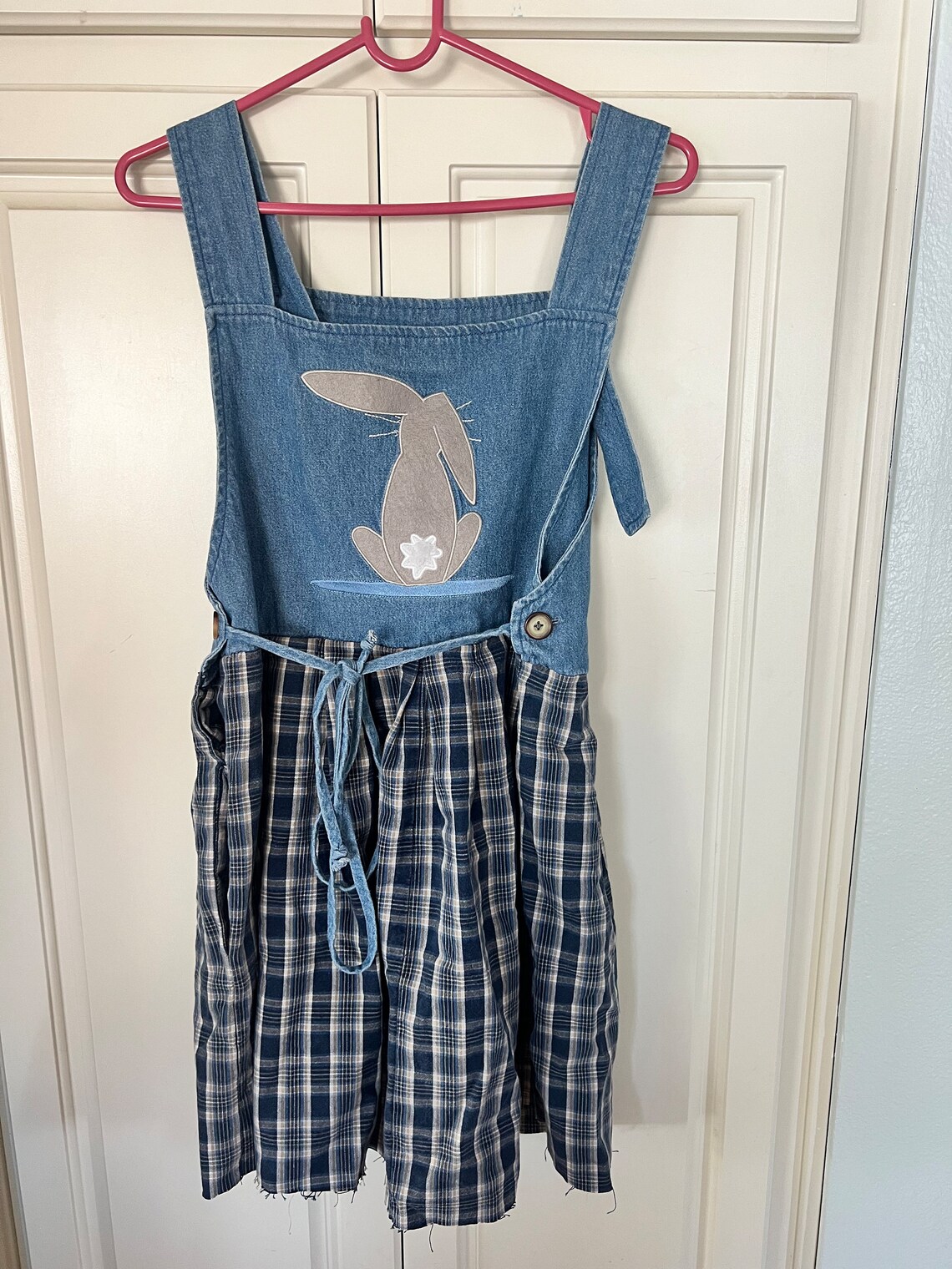 Vintage 90s Rabbit Dress Tagged Adult Medium Plaid Denim Rabbit Dress ...