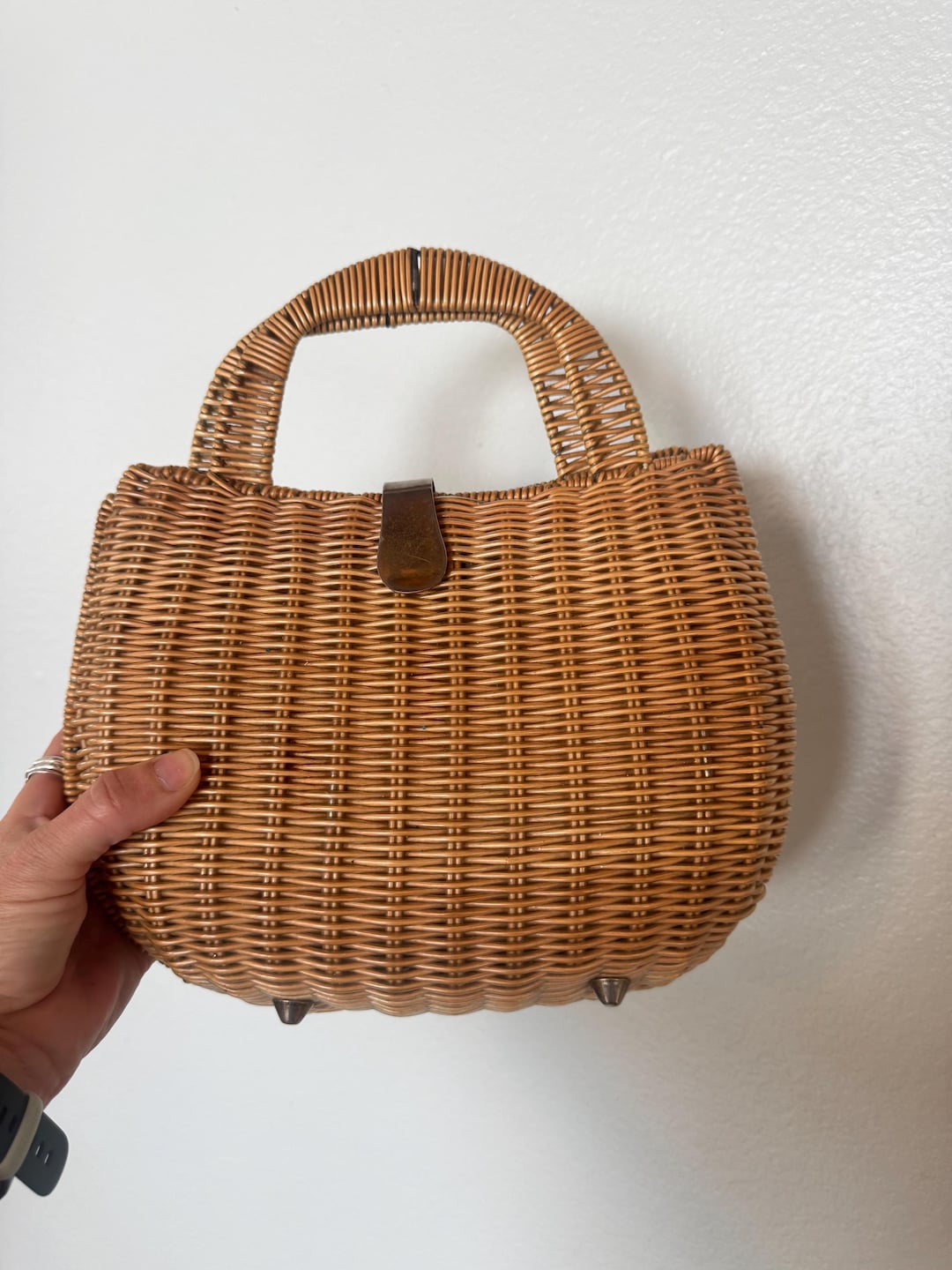 Vintage 50s Wicker Handbag - Etsy