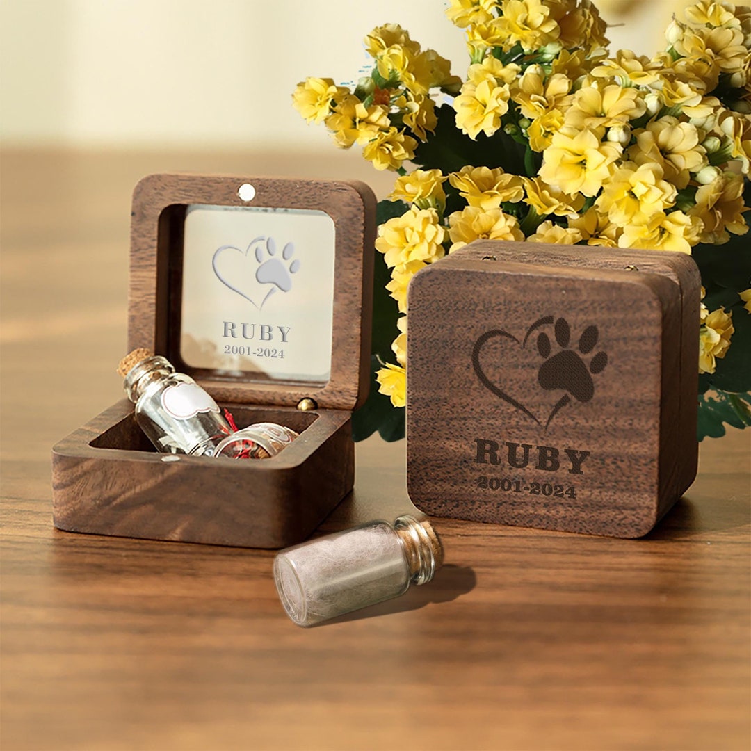Pet Memorial Box | Pet Remembrance | Dog/cat Hair Keepsake | Pet Fur ...
