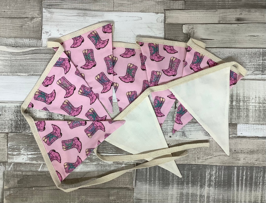 Pink Bunting, Cowgirl Boots Western Style Bunting Garland. Pink Cowgirl ...