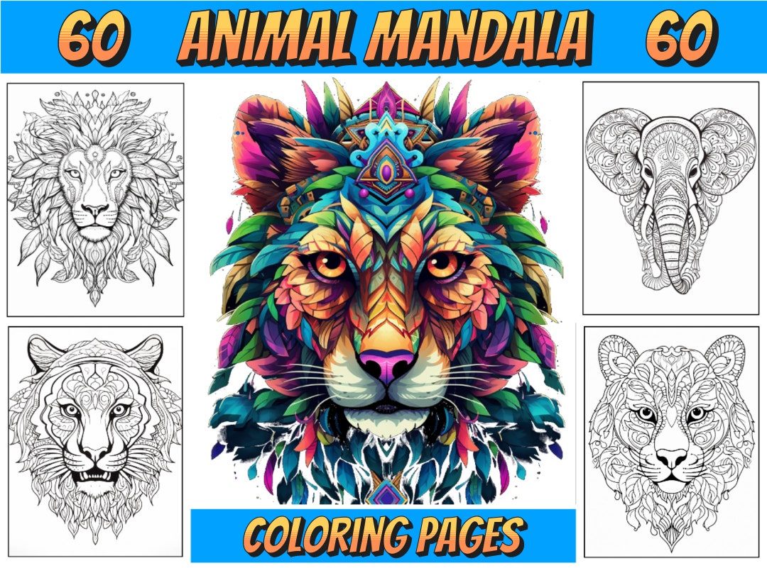 60 Unique Animal Mandala Designs for Stress Relief, Soothing Coloring ...