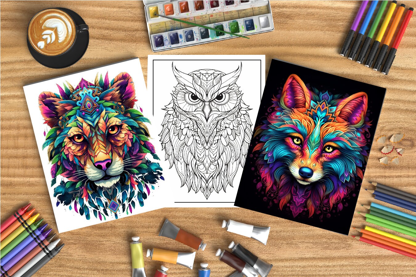 60 Unique Animal Mandala Designs for Stress Relief, Soothing Coloring ...