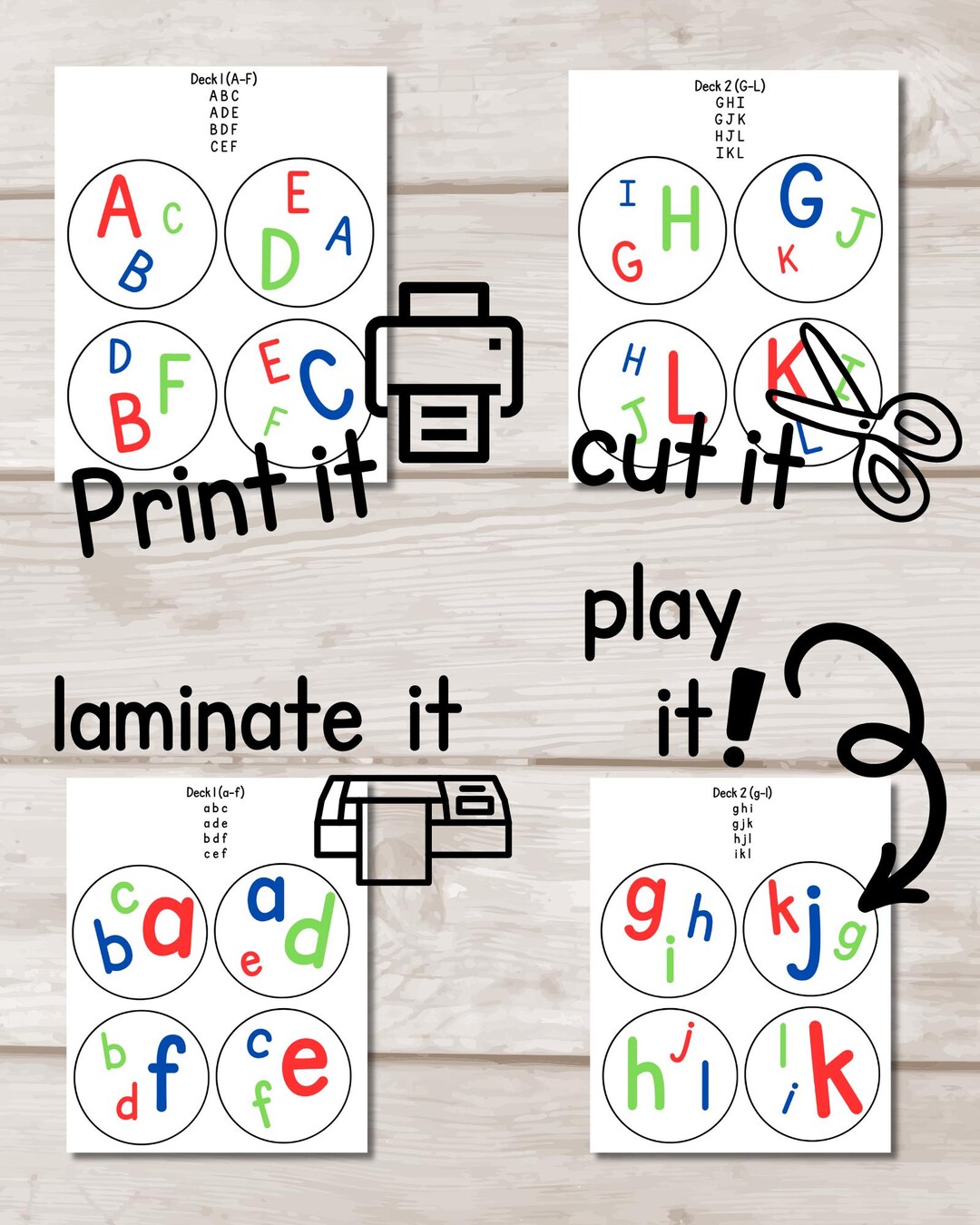 ABC Spot It Game -letter Matching Game for Preschool-kindergarten ...