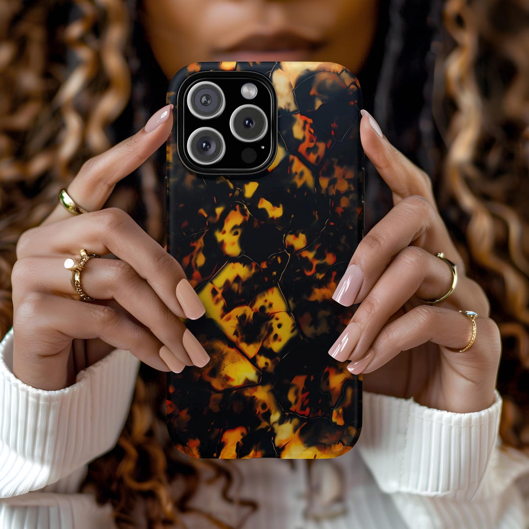 Vibrant Tortoise Shell Inspired Effect Phone Cover for iPhone 16 15 14 ...