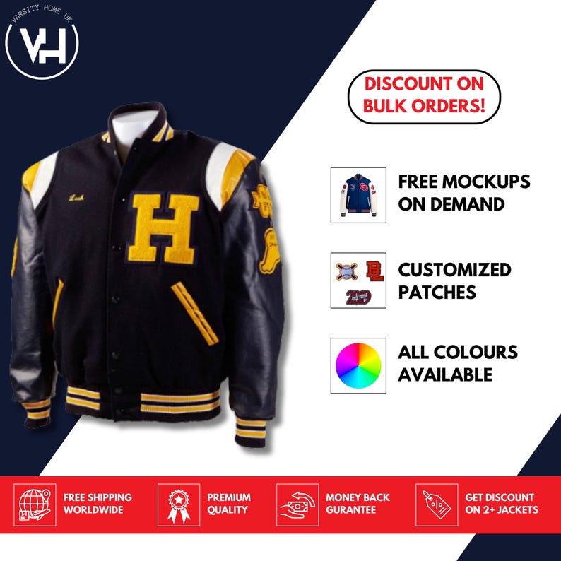 Custom Varsity Letterman Jacket, Personalized Varsity Baseball Bomber ...