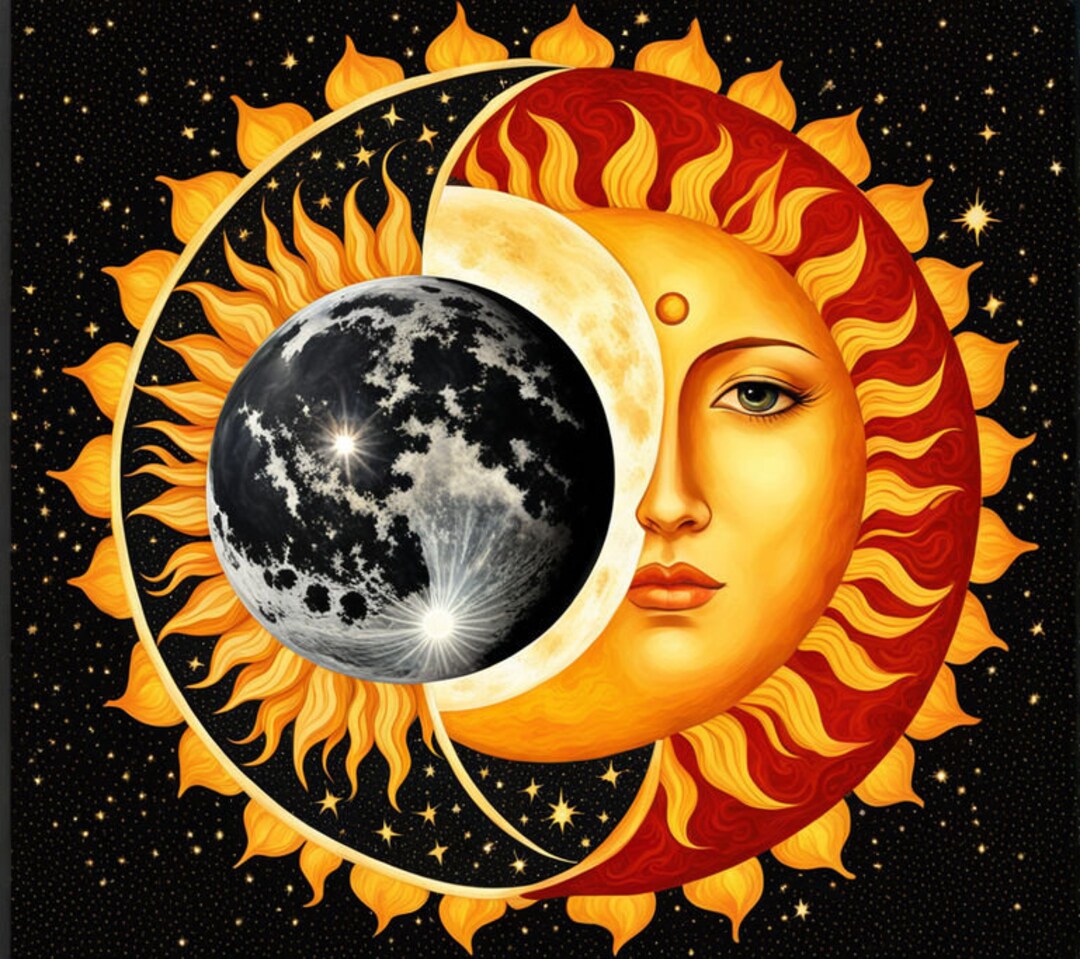 Universe Yin Yang Digital Art Sun and Moon Colourful Zen Spiritual ...