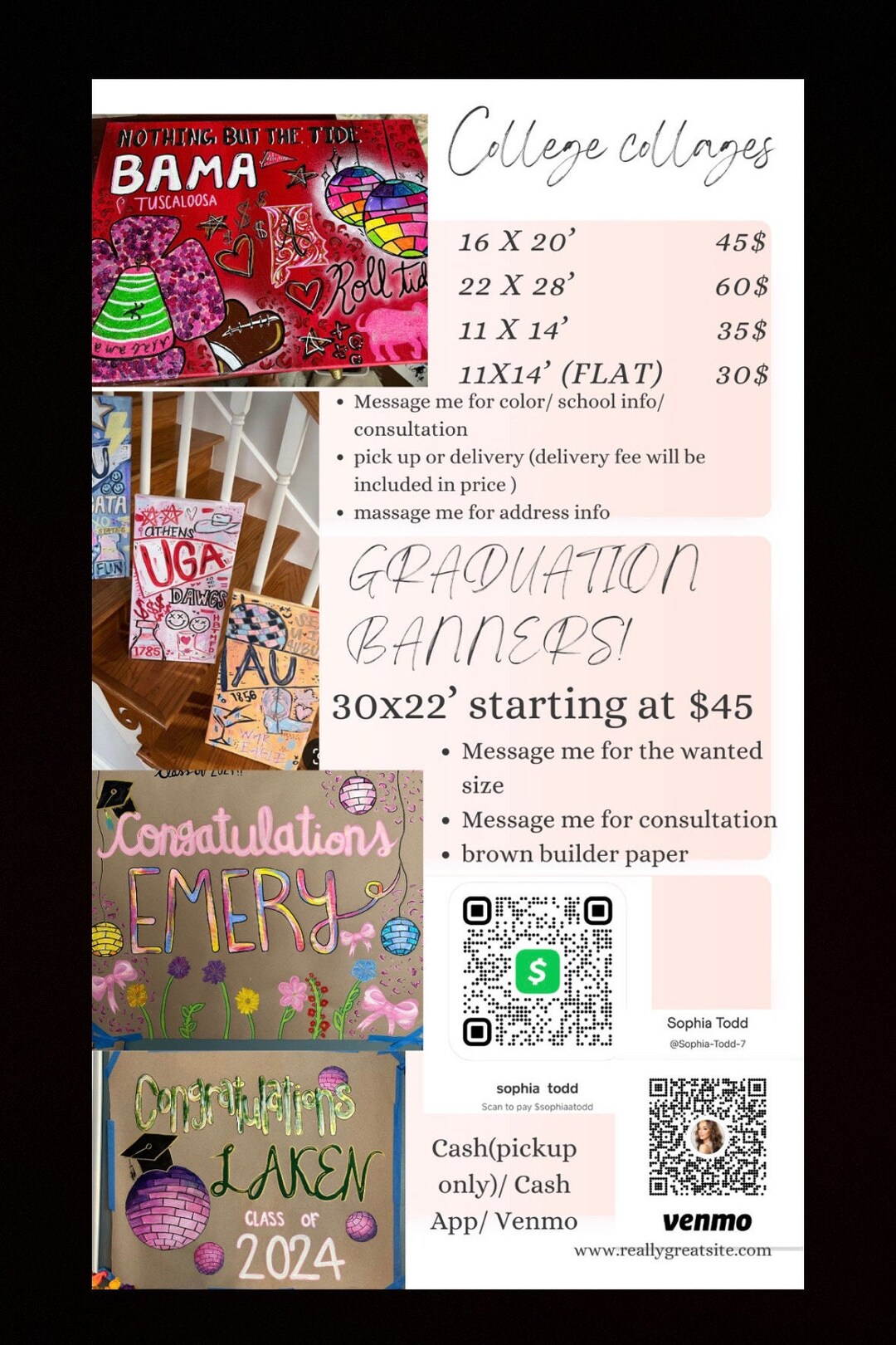 Graduation Banner Poster College Collage Dorm Room Art Brown Paper Sign ...