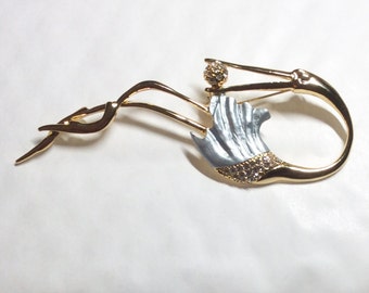 Enamel Stork Pin - Etsy