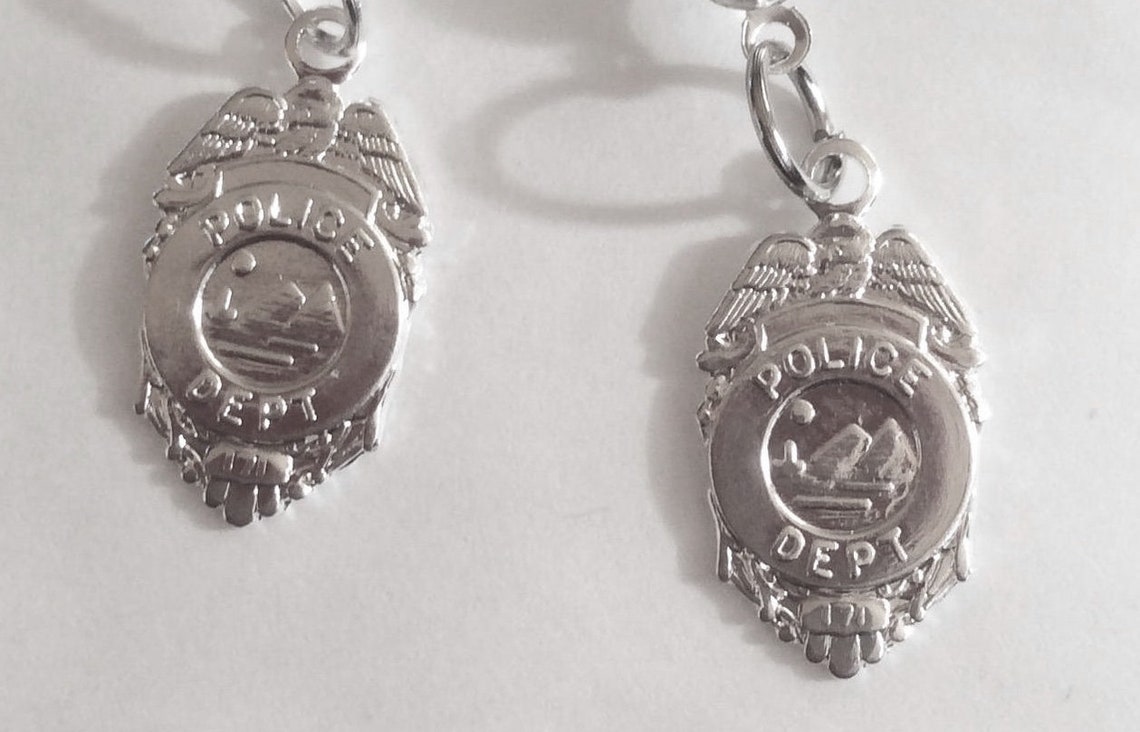 Police Shield USA Police Academy Police Officer Stud Earrings Silver ...