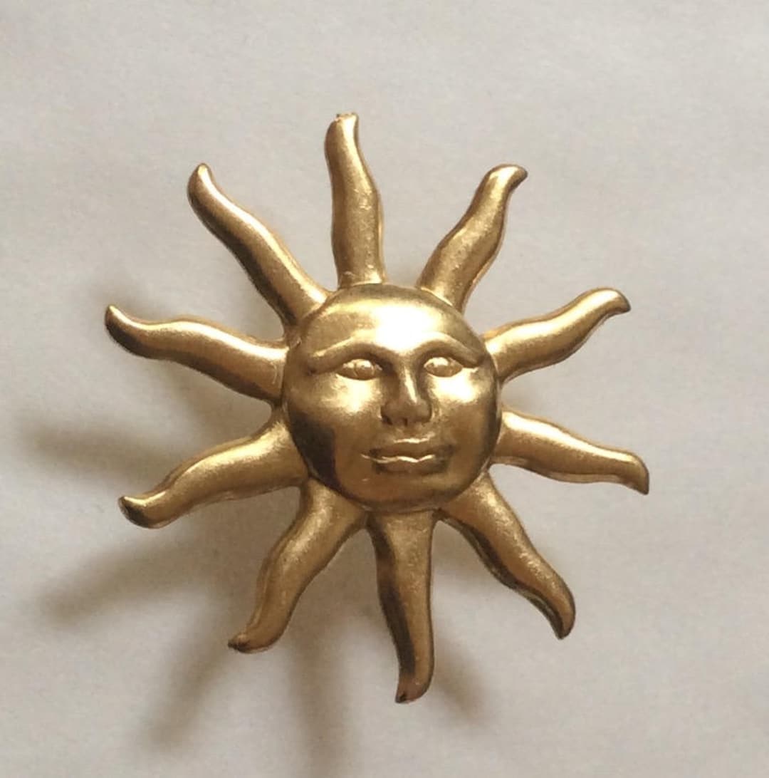 Celestial Small Sun Ray Raw Brass Gold Tone Tie Pin Lapel Pin Tie Tack ...