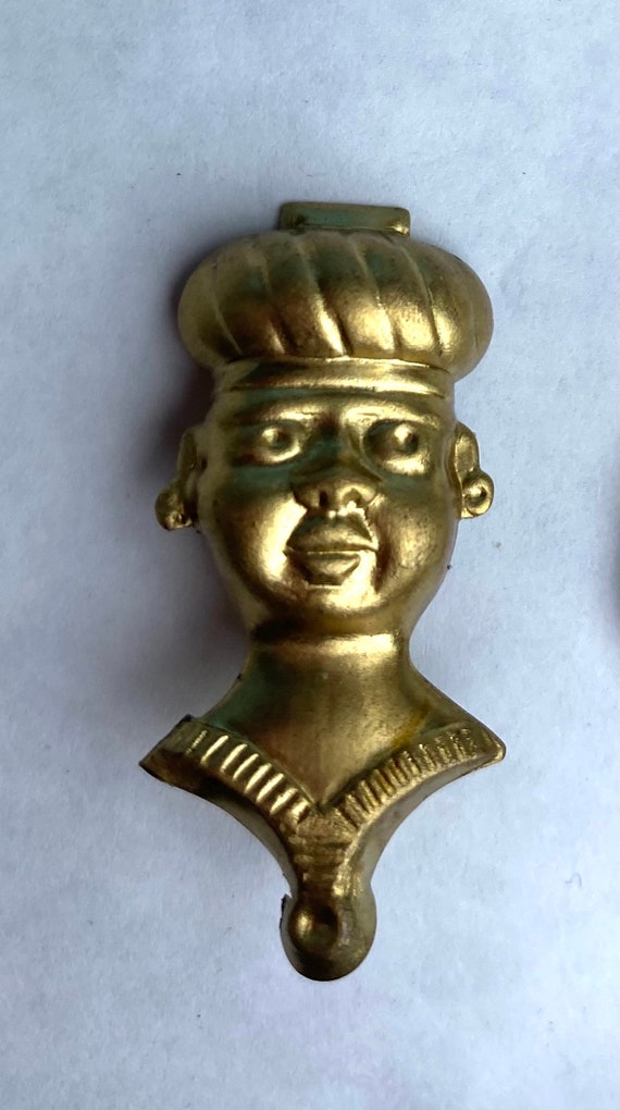 Tribal head African face pin retro brooch/pin Raw brass | Etsy