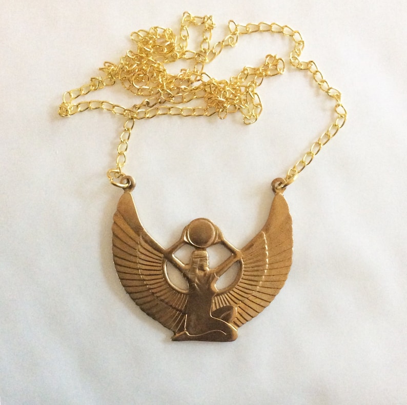 Egyptian Isis Goddess Pendant Necklace 49cm /19 Raw Brass - Etsy