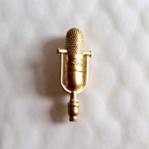 Microphone Brooch Pin Small Vintage Finding Brooch Raw Brass Singer ...