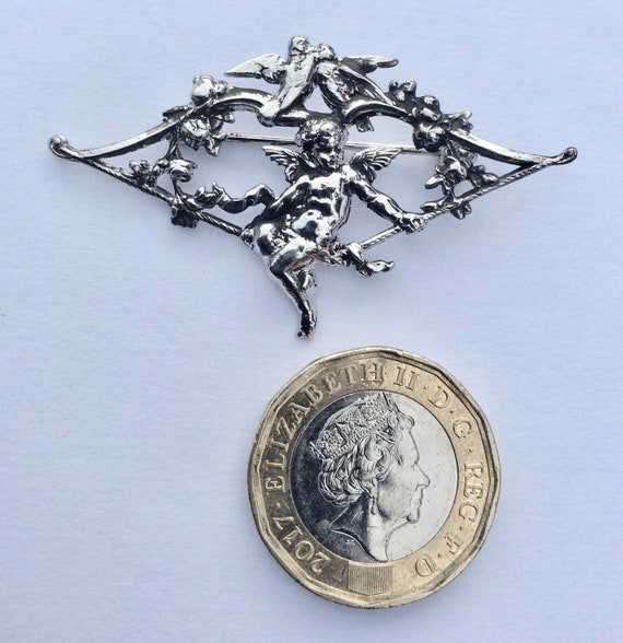 Cupid Cherub angel on a swing Guardian angel brooch /… - Gem Cupid Cherub angel on a swing Guardian angel brooch /… - Gem