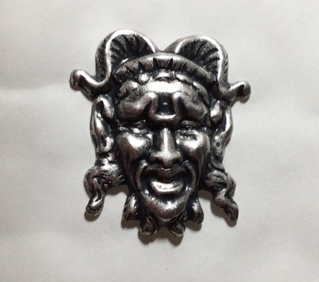 Devil Satan Stamped Metal Brooch/pin Tie Tac Fitting Silver Oxide Over ...
