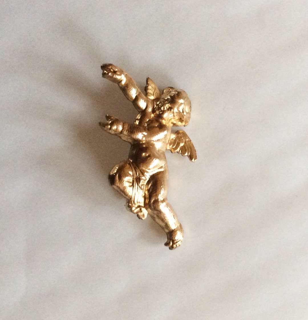 Cherub Guardian Angel Chubby Cupid Brooch Pin Raw Brass Vintage Finding ...