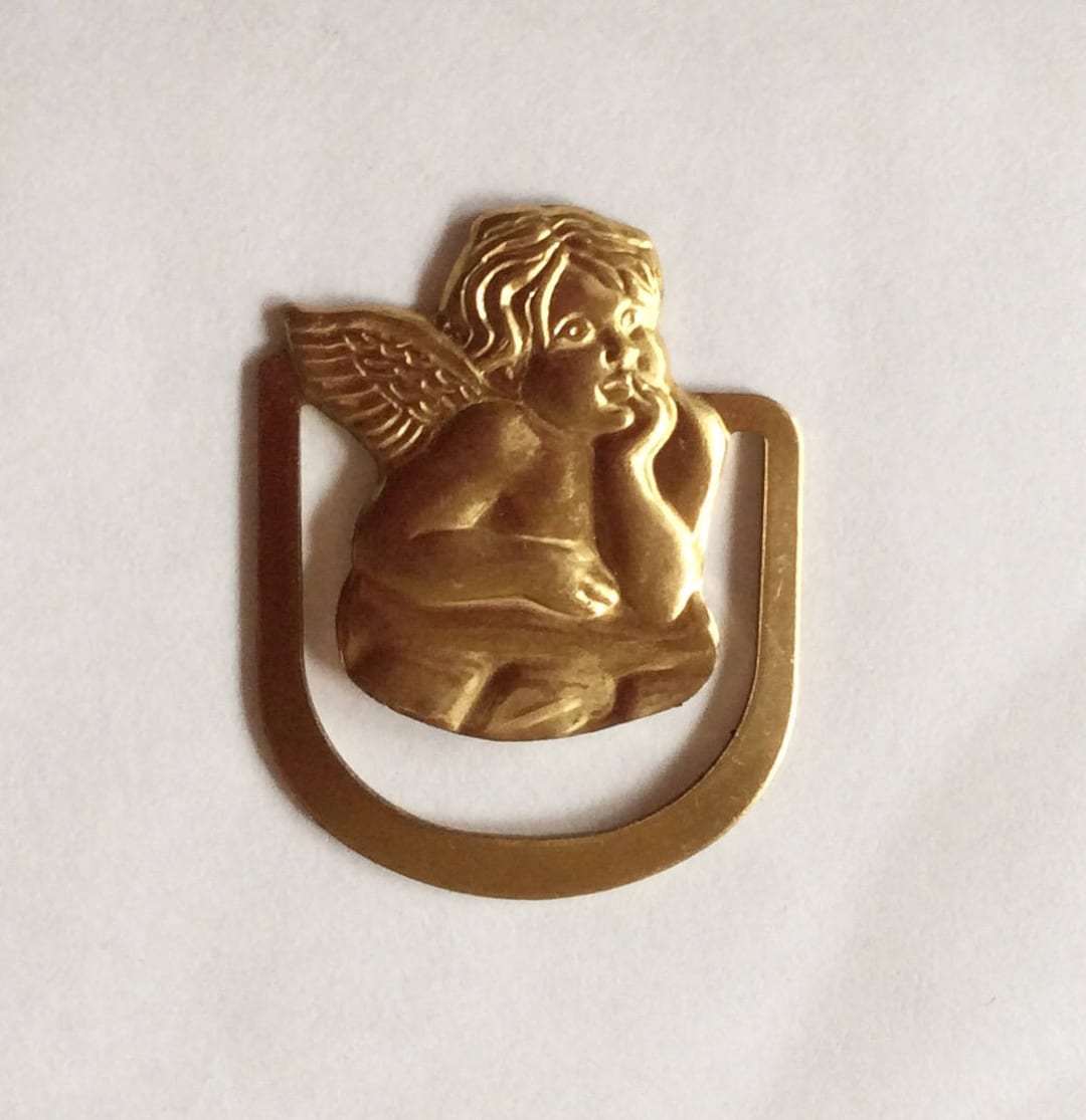 Cherub / Guardian Angel Small Book Mark Putti Gold Tone Raw Brass ...