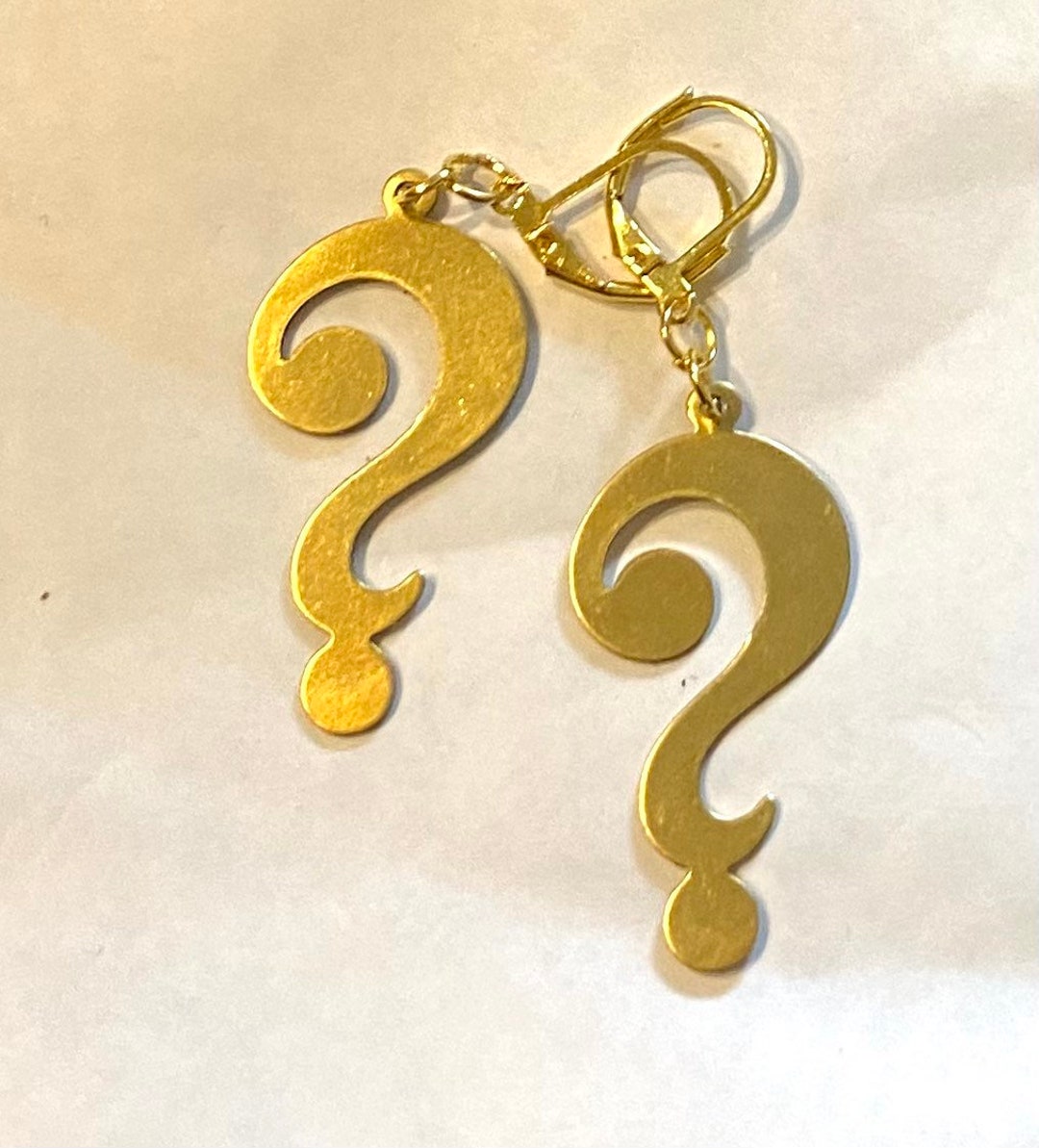 Question Mark Large Earrings Raw Brass Vintage Findings Marriage ...