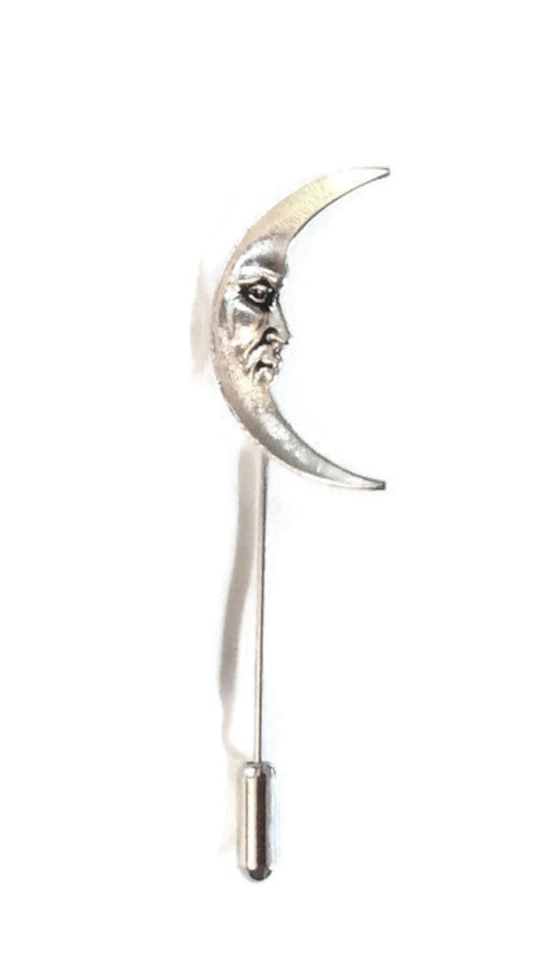 Moon Stick Pin Art Nouveau Style Silver Plated Man in the Moon Stickpin ...