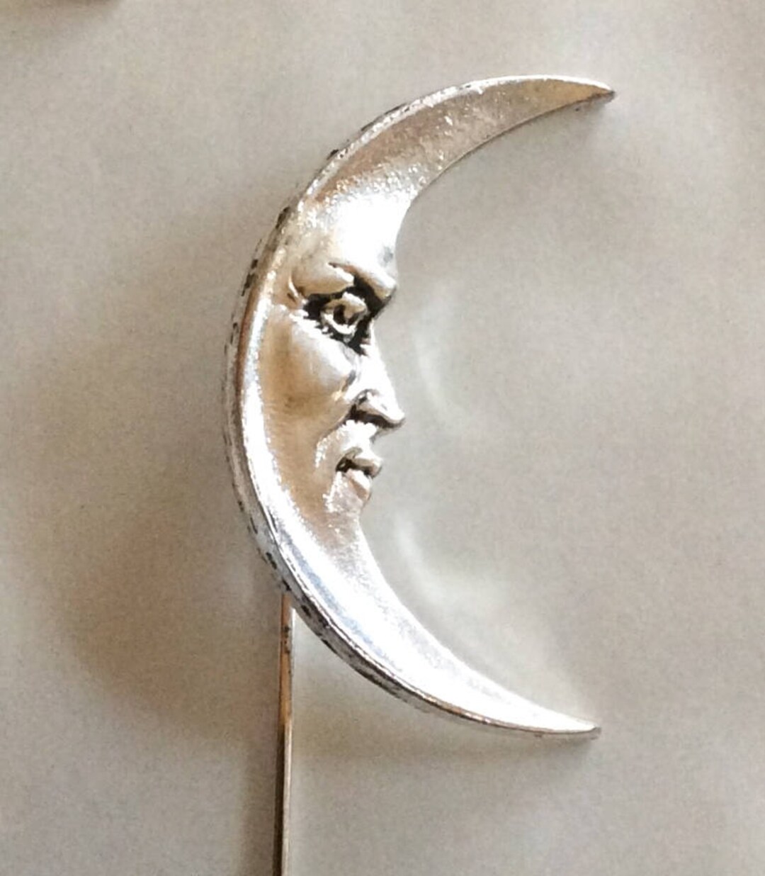 Moon Stick Pin Art Nouveau Style Silver Plated Man in the Moon Stickpin ...