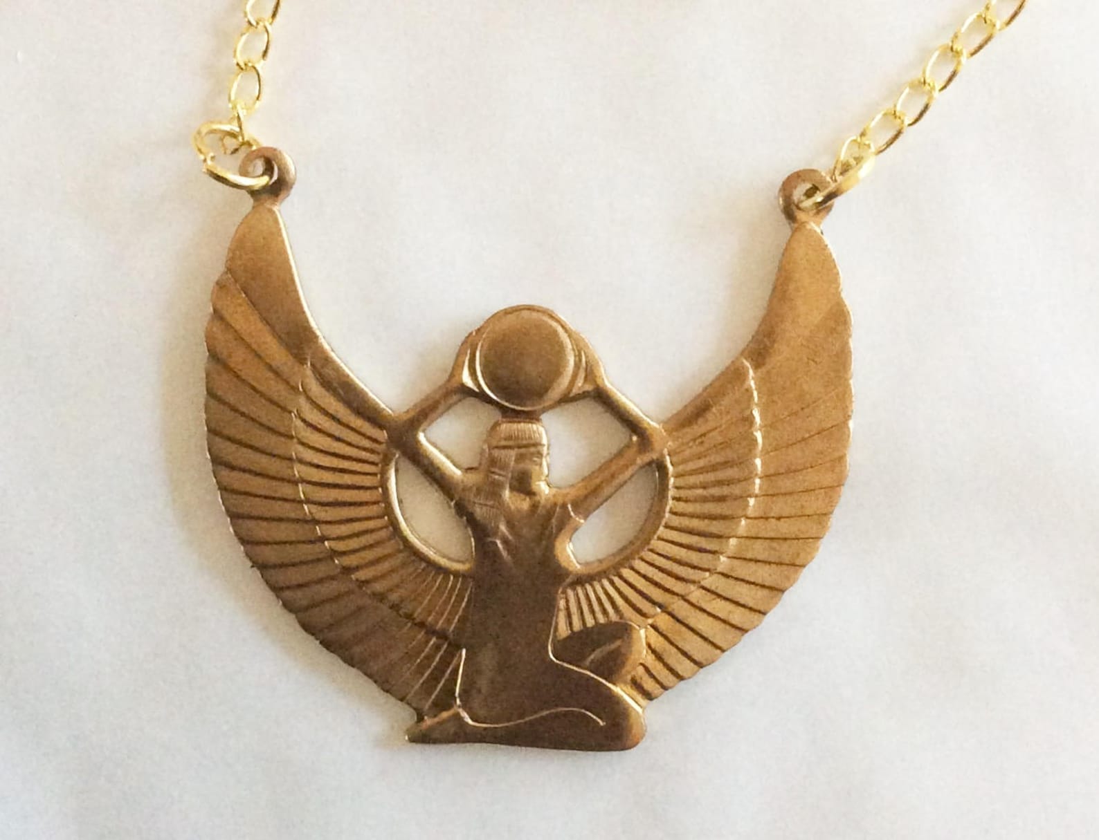 Egyptian Isis Goddess Pendant Necklace 49cm /19 Raw Brass - Etsy