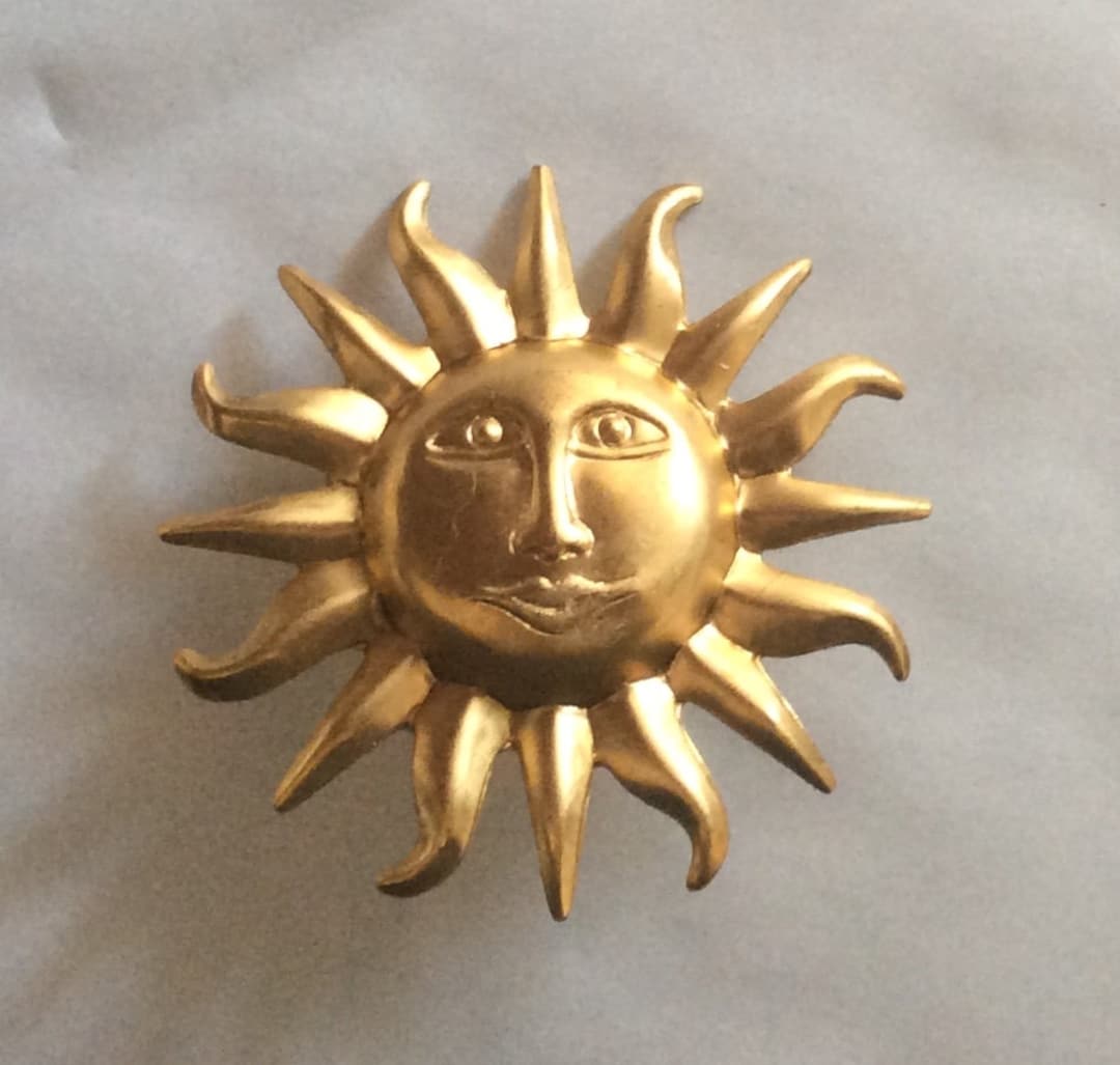 Sun Ray Celestial Raw Brass Gold Tone Tie Pin Lapel Pin Tie Tack Solar ...