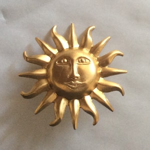 Sun Ray Celestial Raw Brass Gold Tone Tie Pin Lapel Pin Tie Tack Solar ...