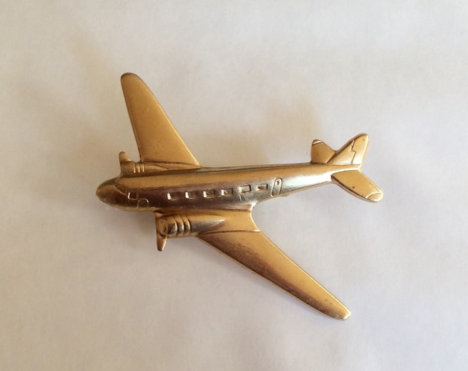 Airplane Vintage Brooch Pin From Raw Brass Vintage Finding Plane Pin ...