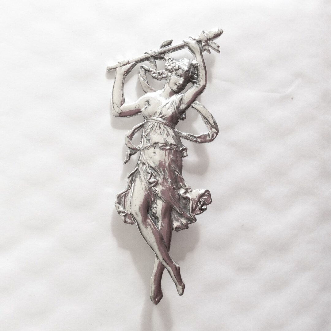 Roman Muse Dancer Art Nouveau Style Vintage Silver Plated Brooch / Pin ...