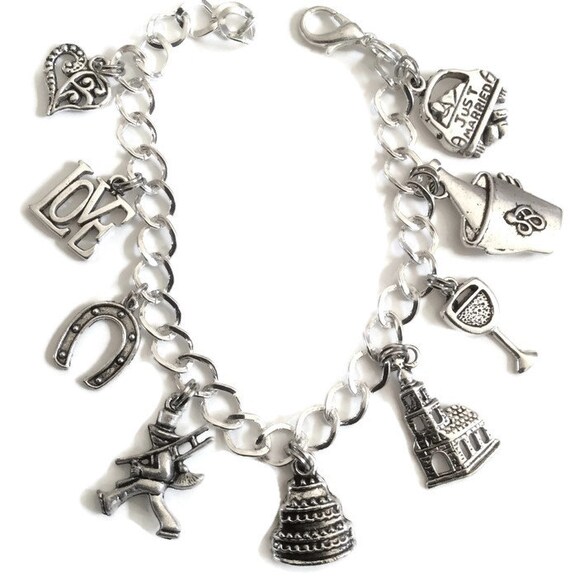 Just Married Wedding Theme Design Handmade Silver Tone Charm Bracelet Choice of Length From 19 21 Cm 7.5 Etsy UK