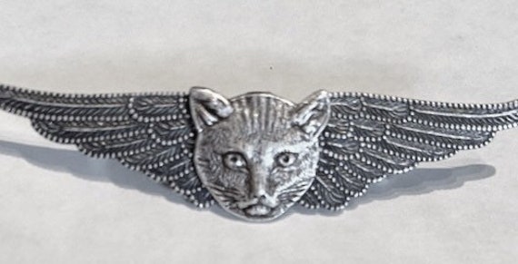 Memorial Kitten Pussy Cat Head And Angel Wings Brooch Pin Etsy