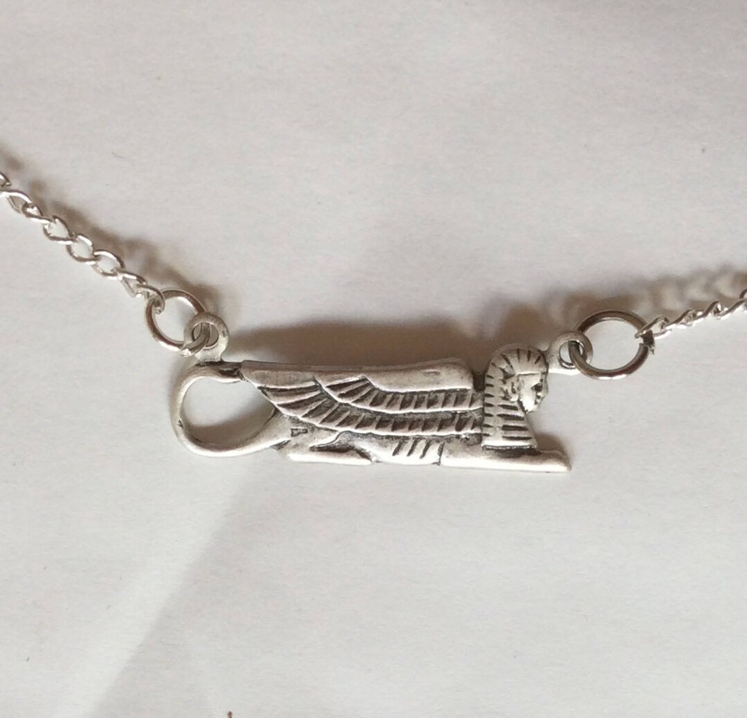 Sphinx Egyptian Queen Charm Necklace Silver Oxide Finding Art Nouveau ...