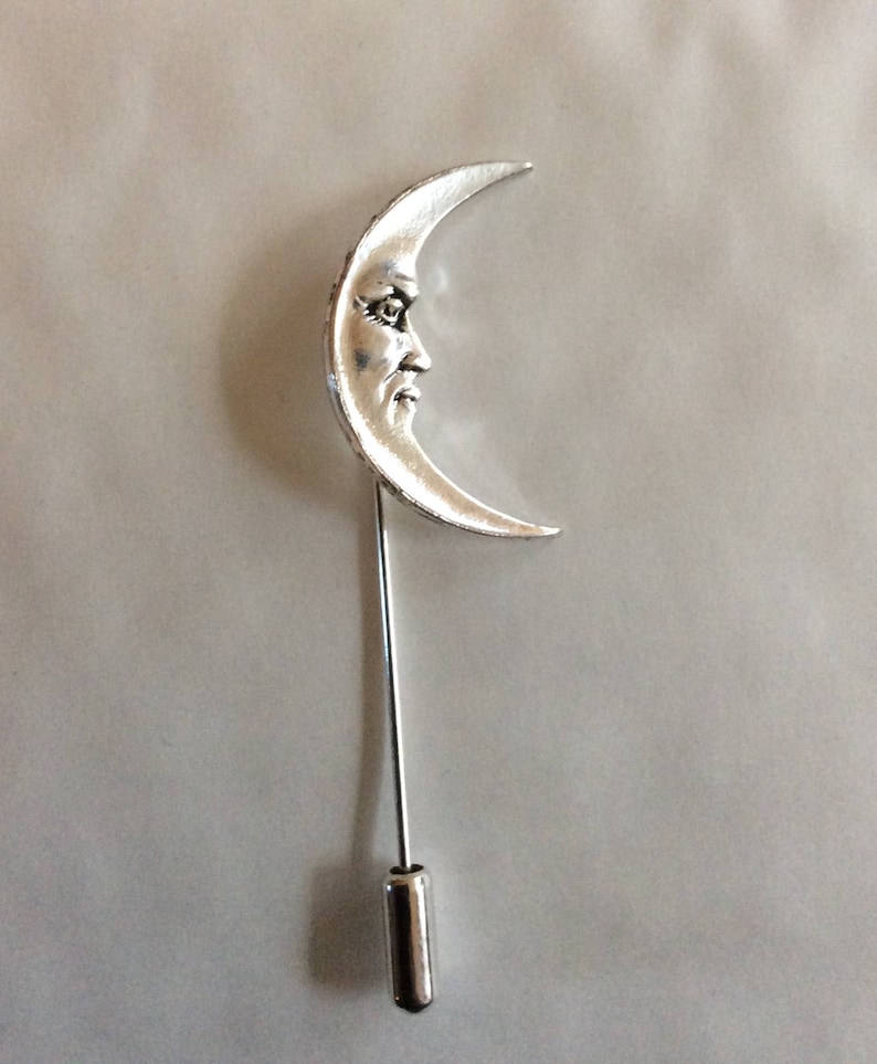 Moon Stick Pin Art Nouveau Style Silver Plated Man in the Moon Stickpin ...