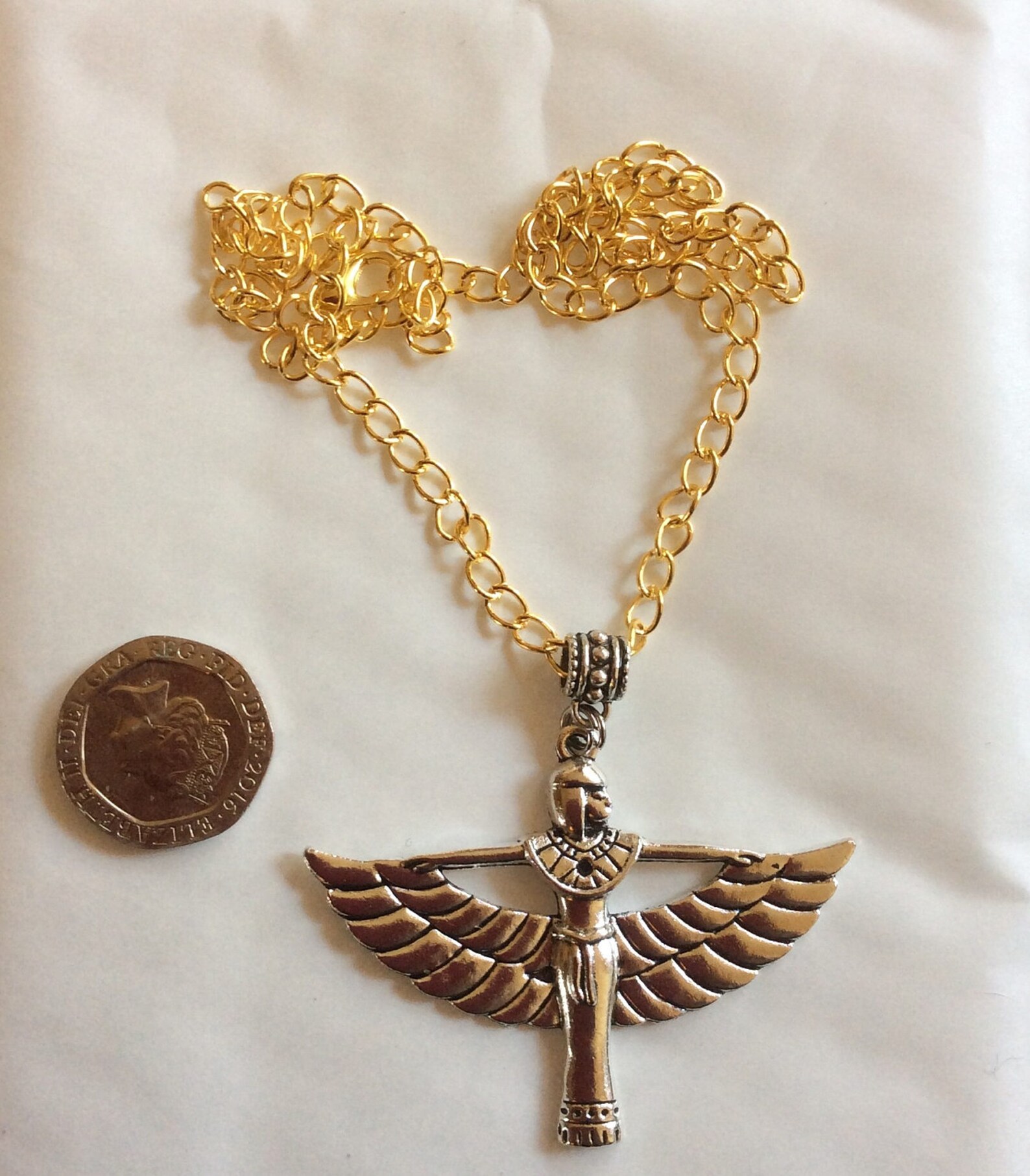 Egyptian Goddess Isis Pendant Silver Tone Necklace 46cm /18 - Etsy