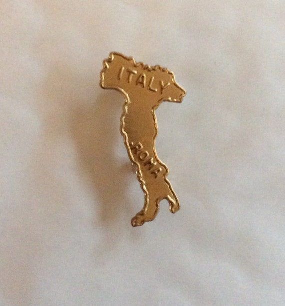 Map of Italy Charm Raw Brass Gold Tone Brooch / Pin Made From | Etsy