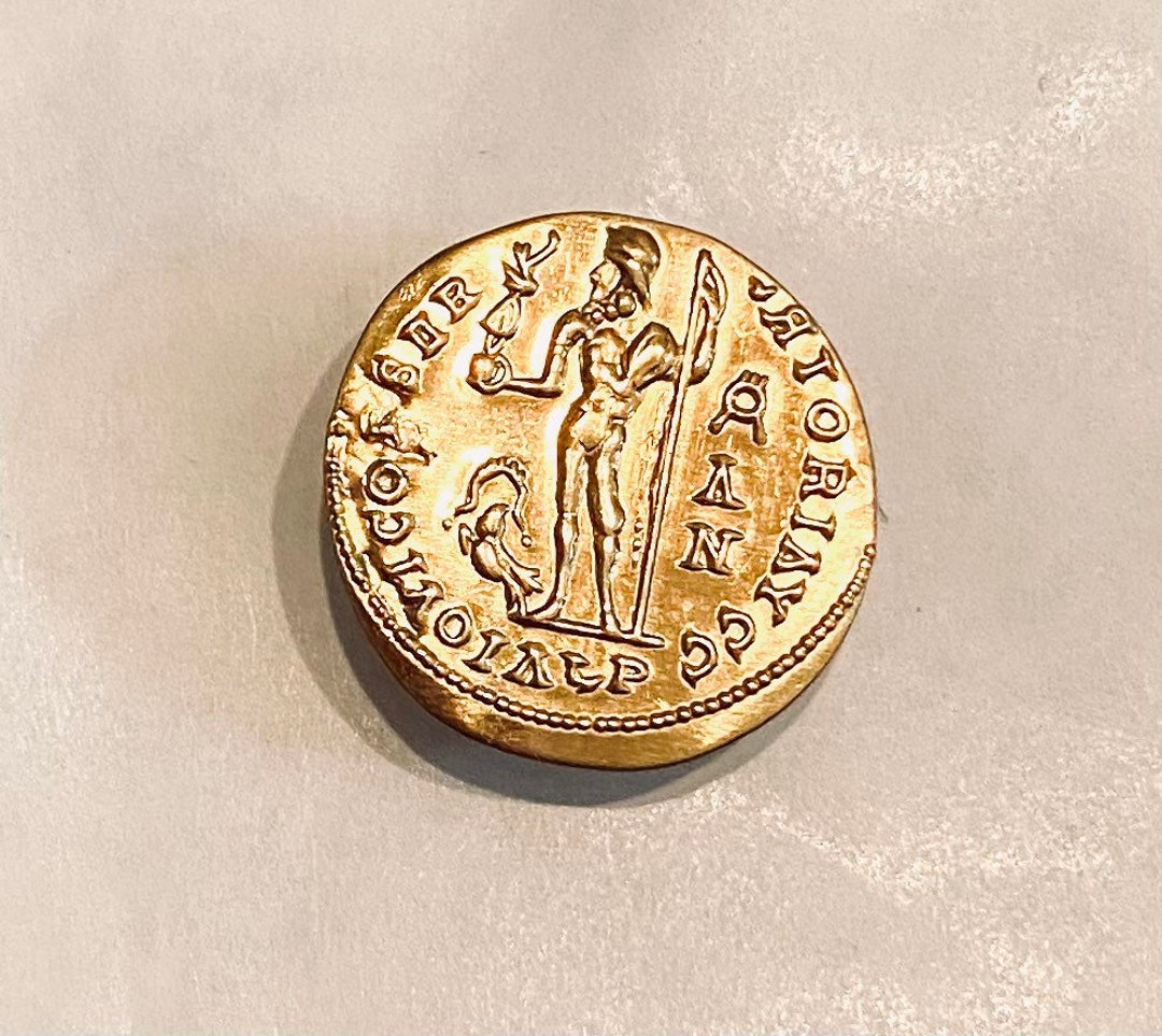 Roman Gladiator Coin Pin Replica Coin Raw Brass Gold Tone Tie Tac ...
