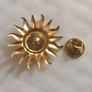 Sun Ray Celestial Raw Brass Gold Tone Tie Pin Lapel Pin Tie Tack Solar ...