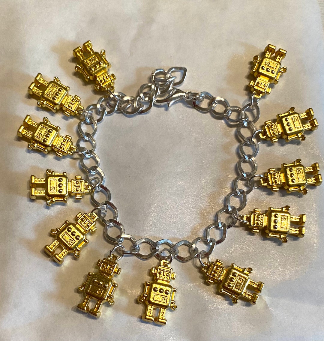 Bracelet robot or ton charme bracelet choix de longueurs 19-21 cm ...
