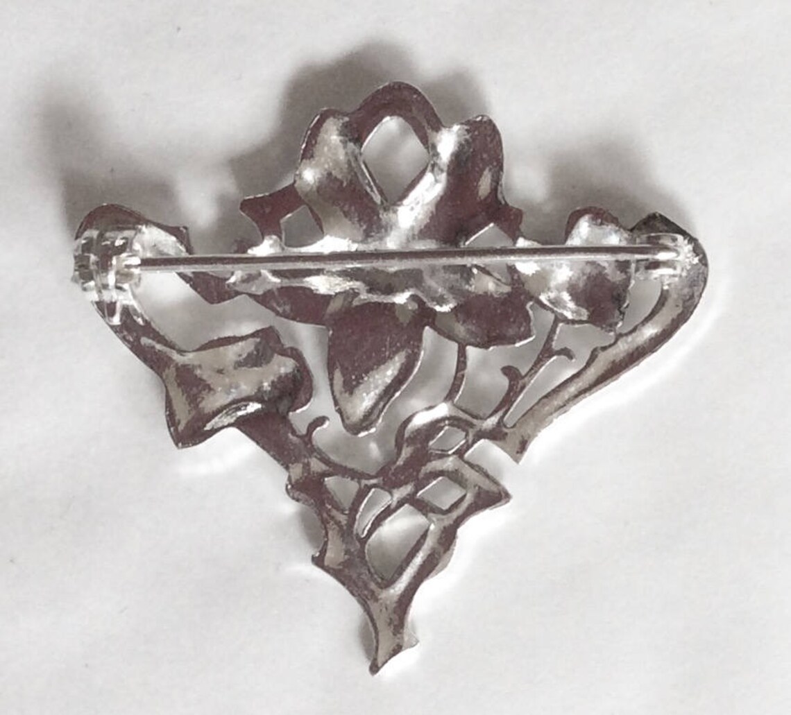 Violet Viola Flower Brooch Pin Art Nouveau Style Silver Plated | Etsy