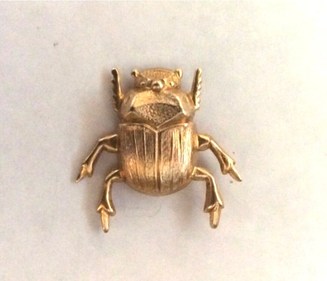 Cute Little Beetle Bug Charm Raw Brass Gold Tone Tie Tac Brooch / Pin ...