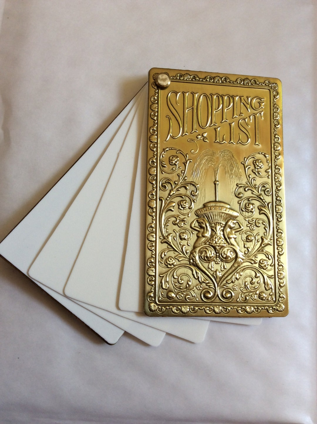 Edwardian Brass Notepad / Shopping List Notebook Replica Memo Pad With ...
