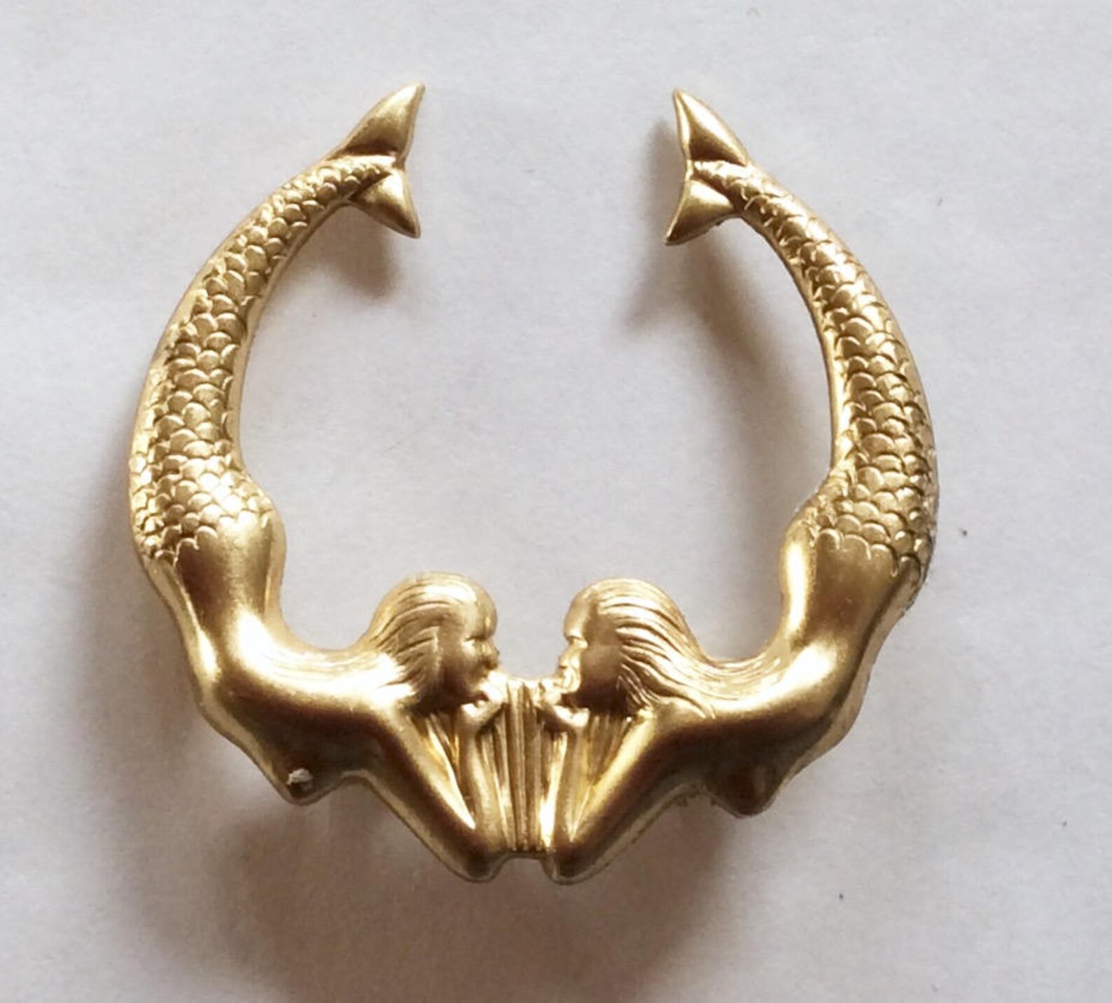 Mermaids Raw Brass Brooch/pin Twin Mermaids Two Mermaids - Etsy